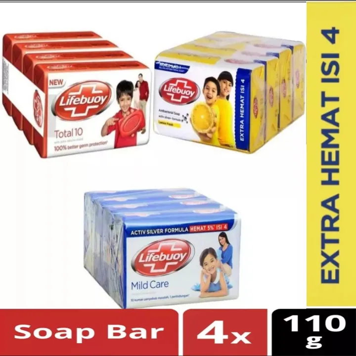 Lifebuoy Sabun Mandi Batang Soap Bar Kemasan Besar - Isi 4 X 110g ...