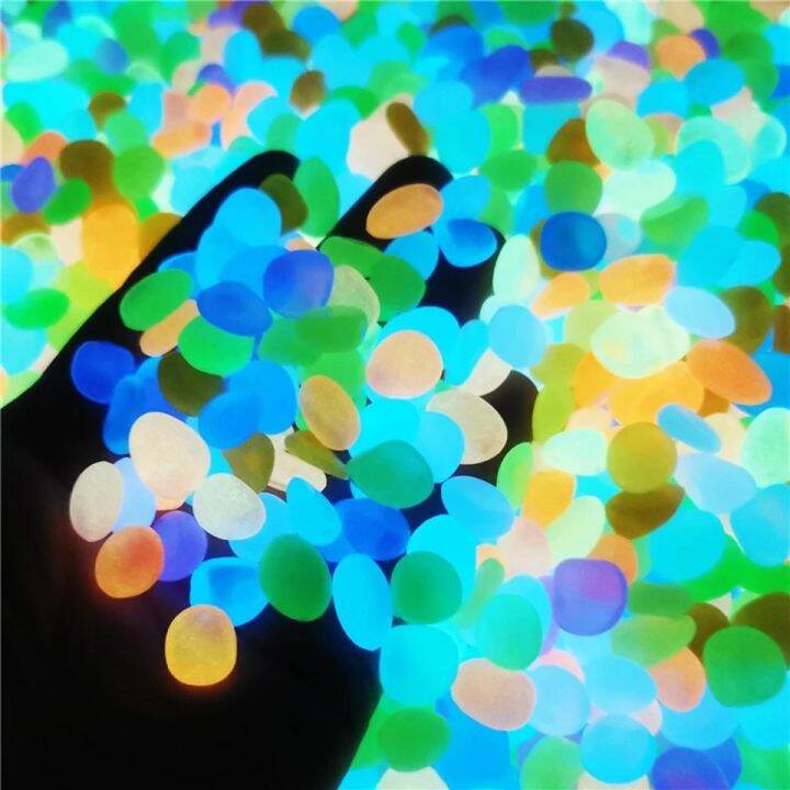 100pcs Glow in the Dark Pebbles For Sidewalk Garden Terrace Lawn Garden ...