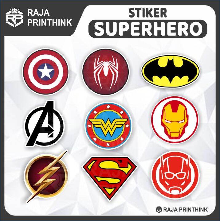 Sticker Stiker Superhero Spiderman Batman Superman Iron Man Ant Man ...