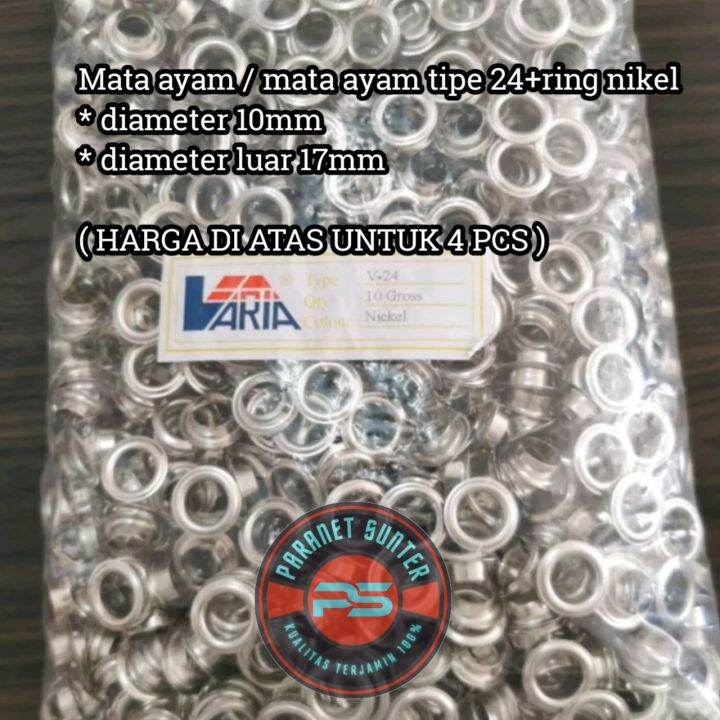 Mata ayam eyelet 10 mm / Mata ayam 24 + Ring nikel ( 4 pcs ) | Lazada Indonesia
