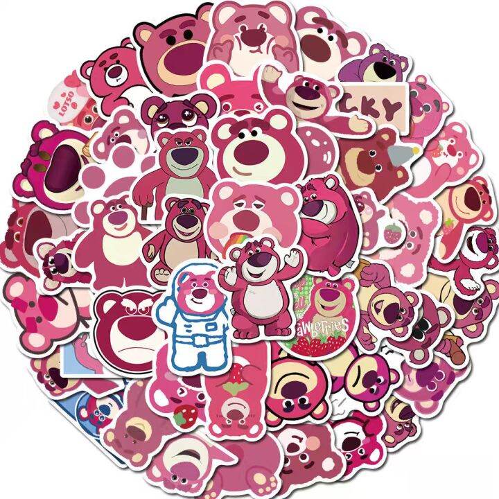 Sét 50 Tấm Sticker Hình Dán Gấu Dâu Lotso Dễ Thương Dùng Trang Trí Đồ ...