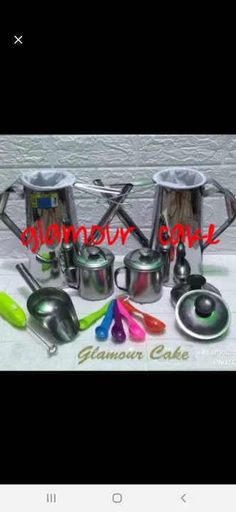 teko stainless / teko thai tea / teko teh tarik set 2 teko + 2 mug + 1 ...