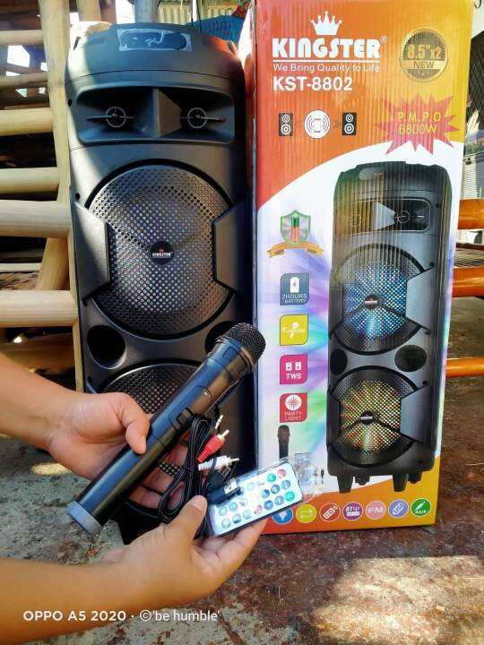 KINGSTER 8802 PORTABLE NEW WIRELESS KARAOKE BLUETOOTH SPEAKER AUX FREE ...