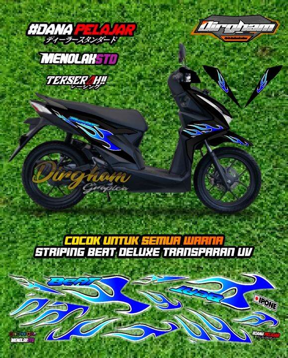 Striping transparan UV sticker transparan variasi Honda beat delux beat ...