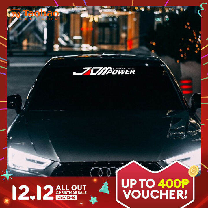 JDM Car Front Windshield Reflective Car Stickers Japanese Modified ...