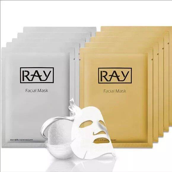 Ray Gold Hydrating Facial Mask (10 pcs x 35g) แผ่นมาส์คหน้า RAY facial ...