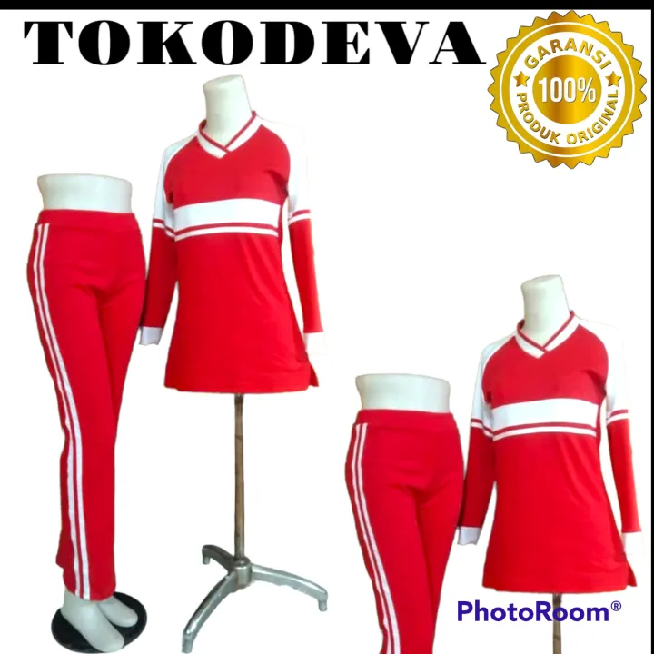 Baju senam muslimah new tc Merah putih | Lazada Indonesia