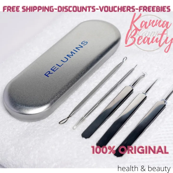 Relumins Pro Clear 5 piece Blemish, Pimple Comedone Extractor Tool Best ...