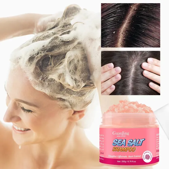 200g Sea salt shampoo Sea Salt Rose Scalp Scrub Hair growth Shampoo For ...