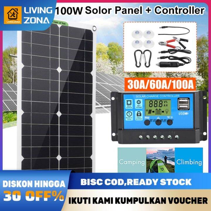 100w Solar Panel Solar Charge Controller LCD LED Display Solar Cell PWM ...