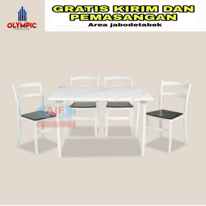 Olympic meja makan / dinner table 4 kursi DTM MARBLE | Lazada Indonesia