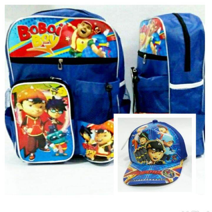 Paket kado Topi dan Tas ransel backpack anak laki SD karakter Boboiboy ...
