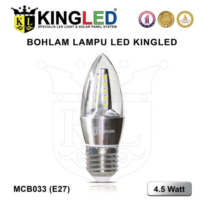 KINGLED Bola Lampu Hias LED 4.5 Watt / Candle Light LED 4.5Watt / Putih Kuning Fitting Piting ...