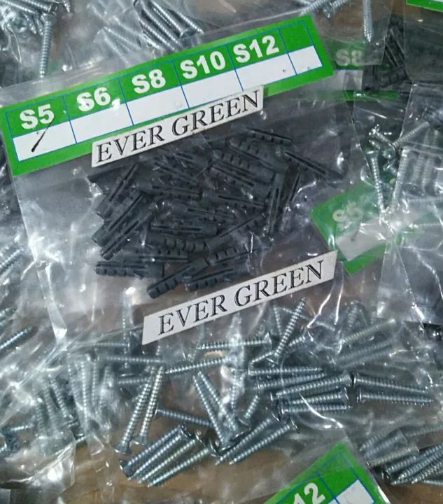 FISER S-5 dan BAUT SEKRUP 2 cm - pakai Mata Bor Tembok Beton 5 mm - Ramset Viser Plastik PVC S5 ...