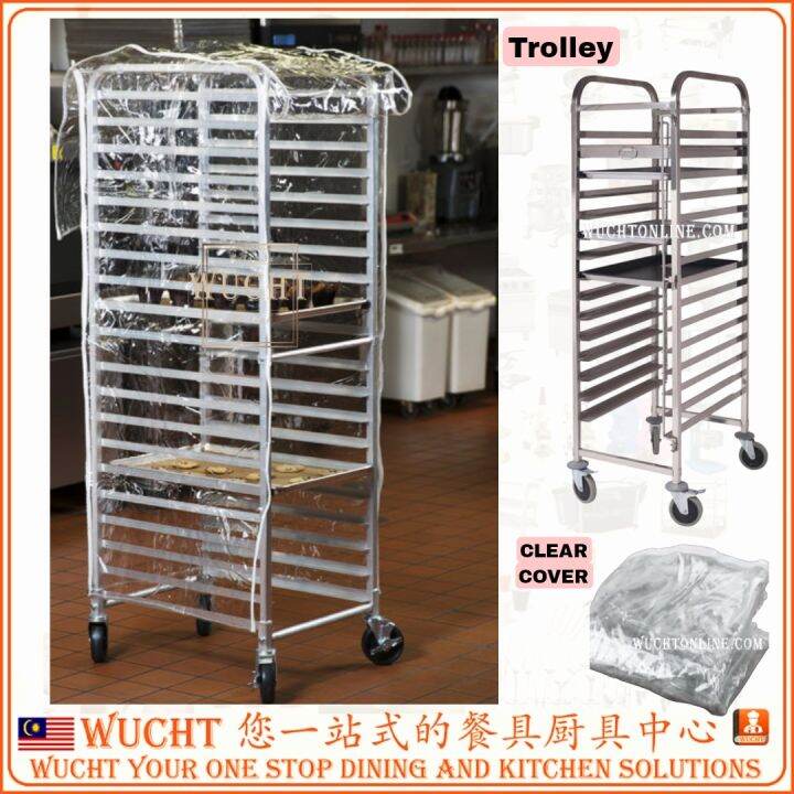 【WUCHT】60x40 Baking Tray Trolley 15 tiers Baking Trolley CLEAR PVC ...