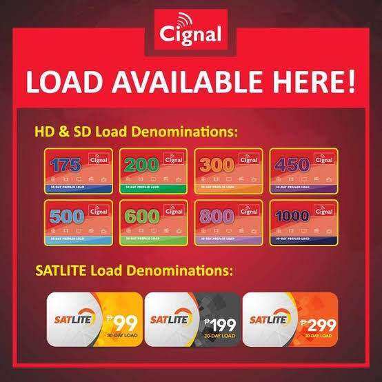 1 Cignal Box Only and 10 minimum Load Cards (175,200, 300, 450, 500 ...
