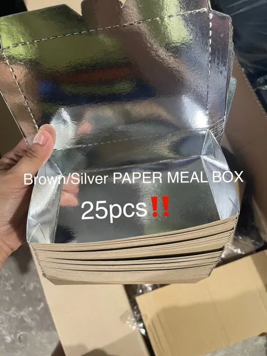 25pcs‼️ SPAGHETTI BOX/PANCIT BOX/PAPER MEAL BOX/ECO FRIENDLY (BROWN ...