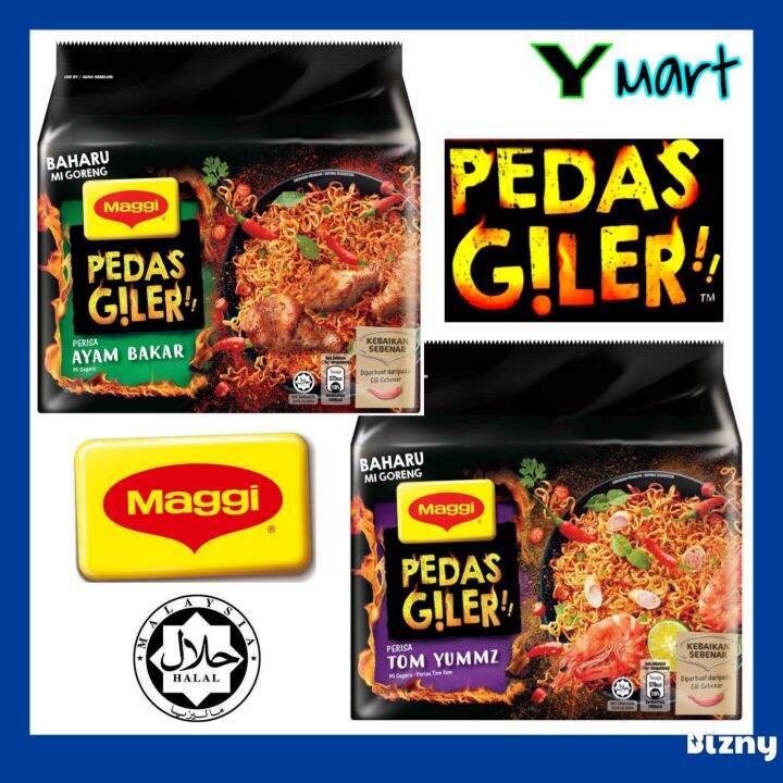 YMART Maggi Mi Goreng Pedas Giler Instant Noodle Perisa Ayam Bakar / Tom Yammz Flavour 5x76g Mi ...