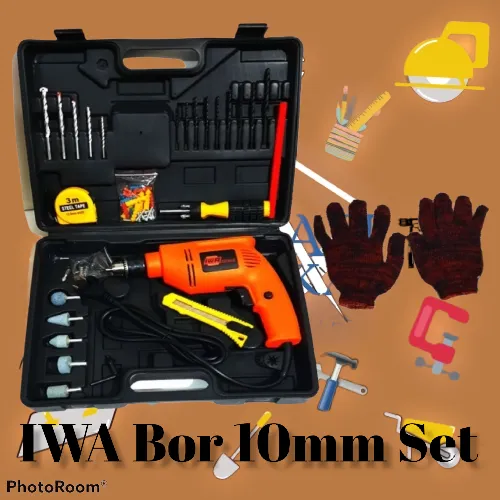 IWA Bor Listrik 10mm Set Box / Bor Listrik Lengkap. | Lazada Indonesia