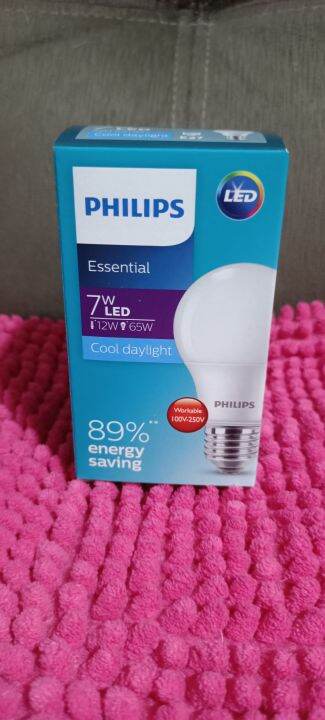 Philips Essential LED bulb 7w cool daylight 89% energy saving 100v-250v ...
