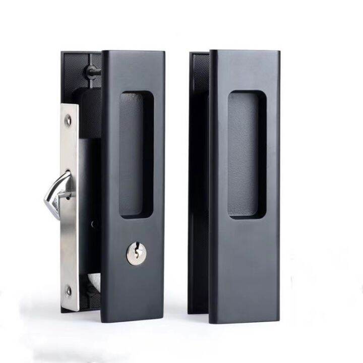 Corona Sliding Door Lock with Flush Recessed Handle Invisible Barn Wood ...