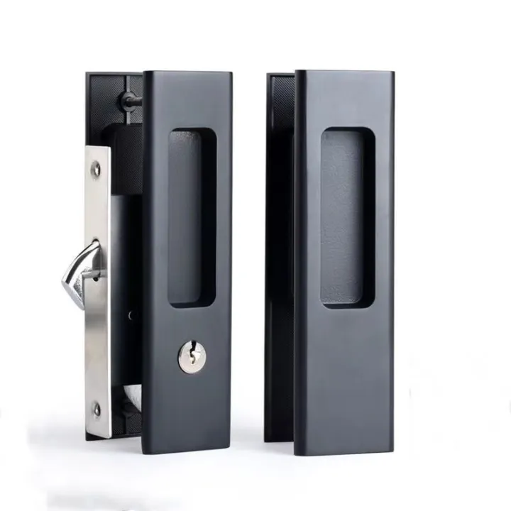 Sliding Door Lock with Flush Recessed Handle Invisible Barn Wood Door ...