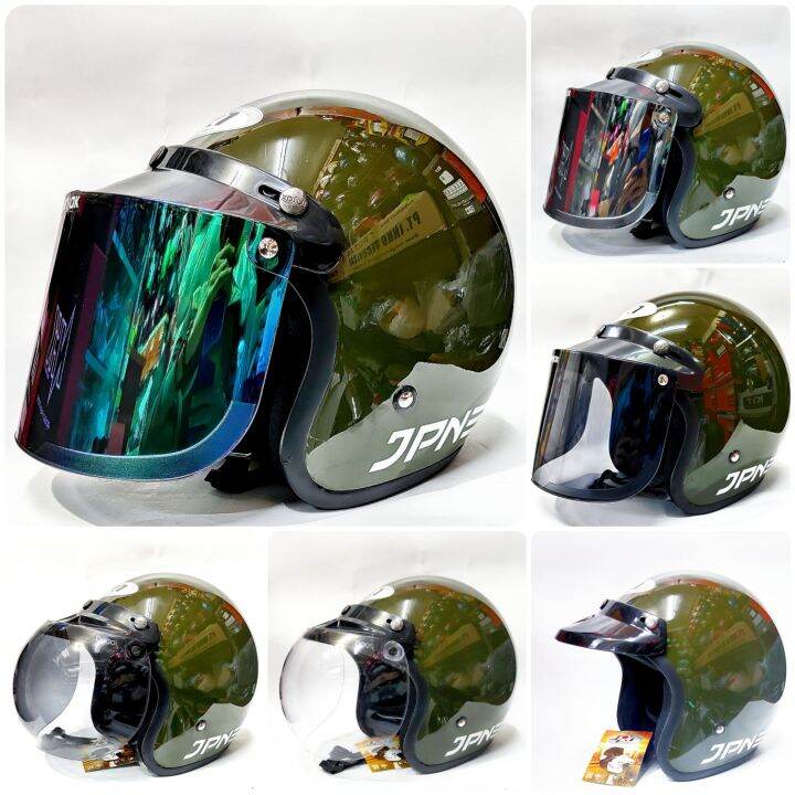 Helm Bogo jpn Retro ijo army Glossy | Lazada Indonesia