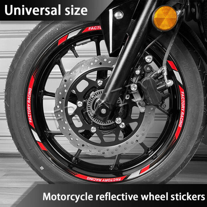 Reflective Motorcycle Wheel Strip Stickers Rim Hub Tape Decals 12"17"18 ...