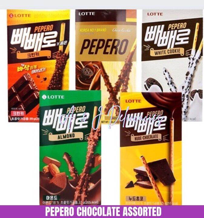 PACK OF 3: LOTTE Pepero Chocolate Stick Snack 37g (Almond, Crunchy ...