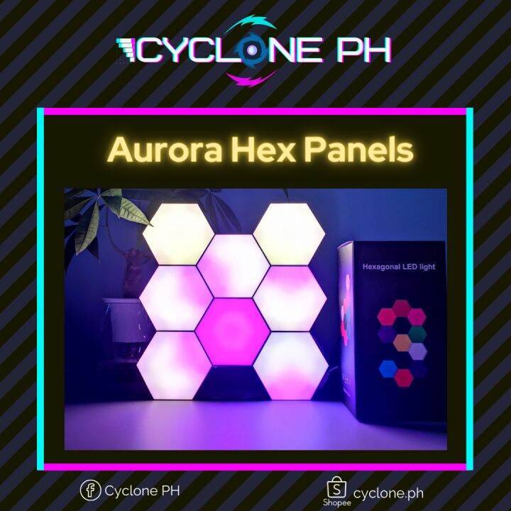 [Cyclone PH] 6pcs Aurora Hex Panels | Hexagonal LED Light | App Controlled Modular Lamp | Lazada PH