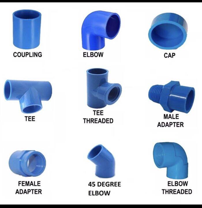 1pc PVC Blue Fittings 1/2” (Elbow, Tee, Coupling, Male Adaptor, Female ...