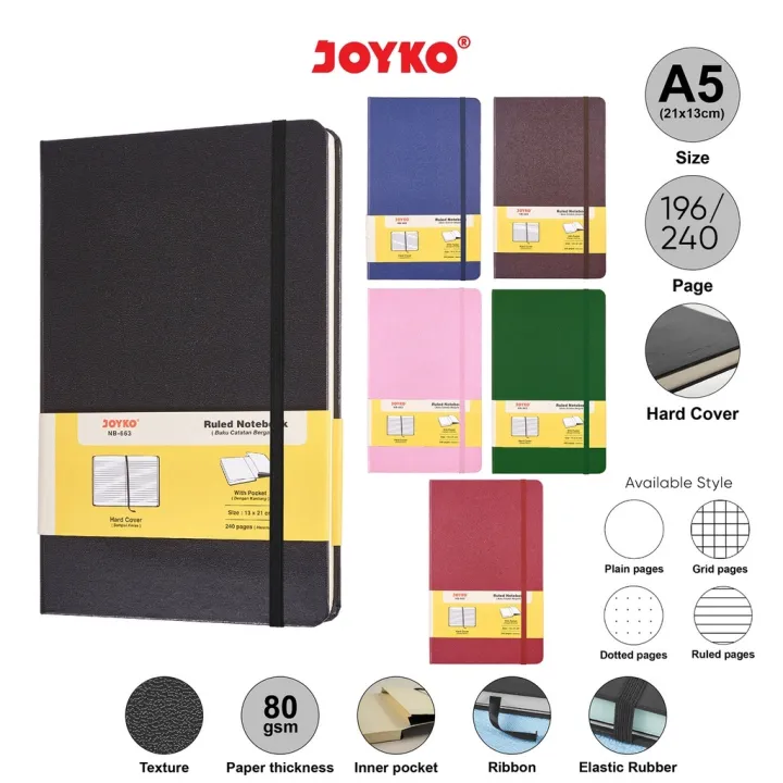 JOYKO Notebook A5 NB-663 Ruled Hardcover Pocket Diary Buku Catatan ...