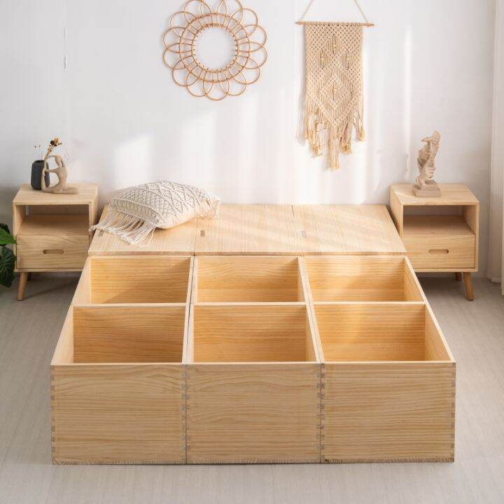 Solid Wood Tatami Wooden Box Splicing Bed Mortise and Tenon Splicing ...