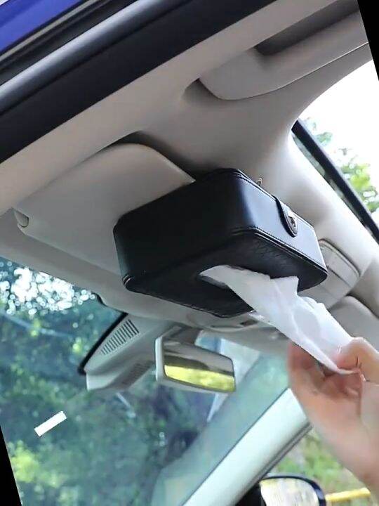 【Large】Tempat Tisu Mobil / Kotak Tissue Kulit Mobil Gantung Car Visor ...