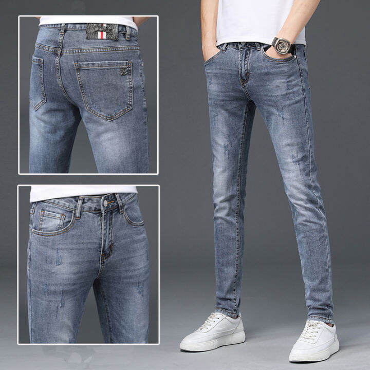 Hong Kong High-End Light-Colored Jeans Men's Summer Thin Young Men's ...