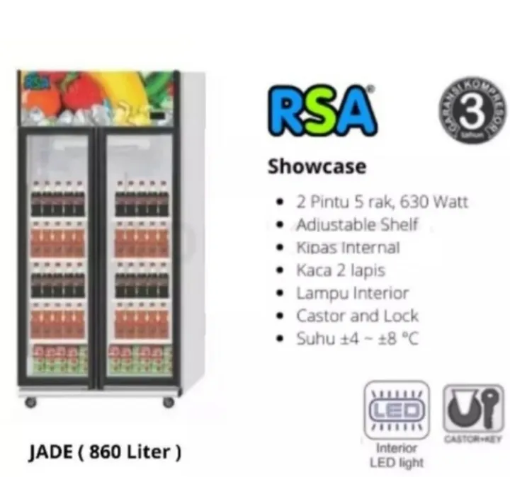 Showcase RSA Jade | Kulkas display kaca minuman show case 860L 2 pintu ...