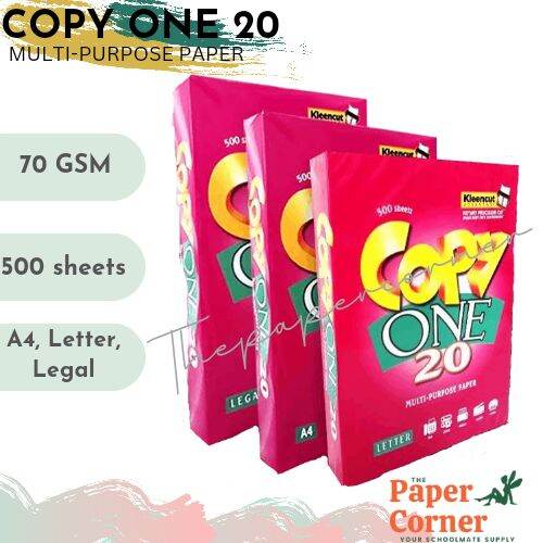Multi-Purpose Copy One Bond Paper Sub 20 Ream, 70 gsm A4-Letter-Legal copy paper 500sheets ...