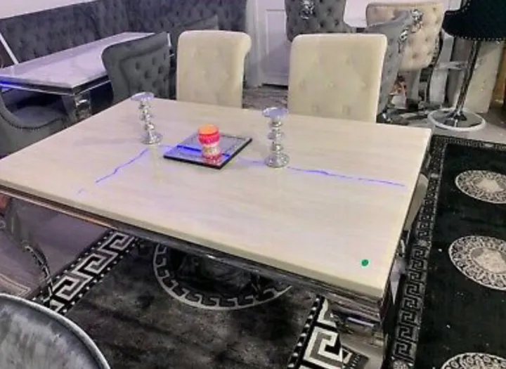 Cream marble dining table and chairs | Lazada PH