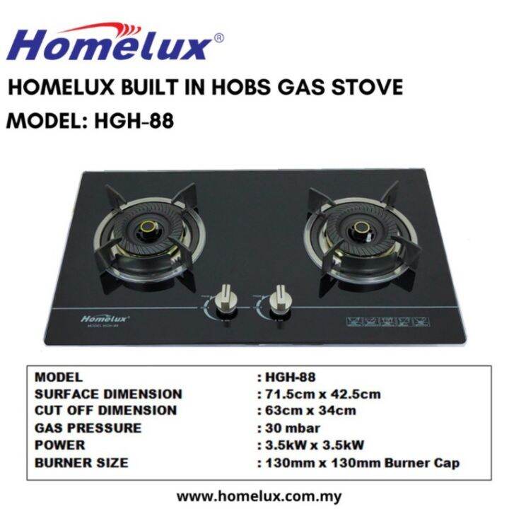 Homelux Built-In Gas Stove HGH-88 | Lazada