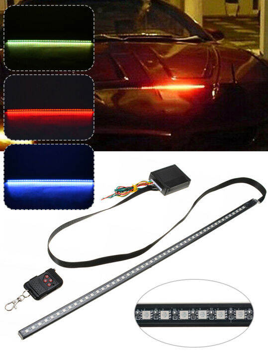 Leesa Strip Lampu Flash Strobo, 22 Inci 48LED RGB Pemindai Mobil ...