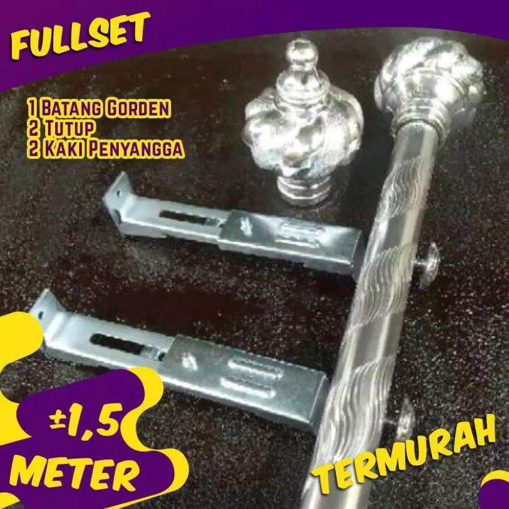 1 set rollet Batang besi gorden smokring full set panjang 100cm batang ...