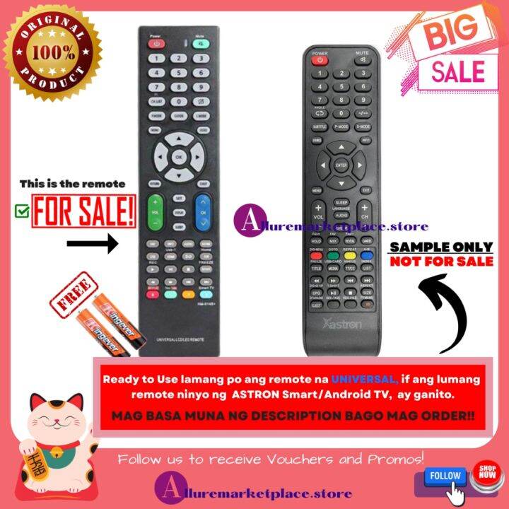 Ready to use Universal TV Remote Control for ASTRON Smart TV Androidl ...