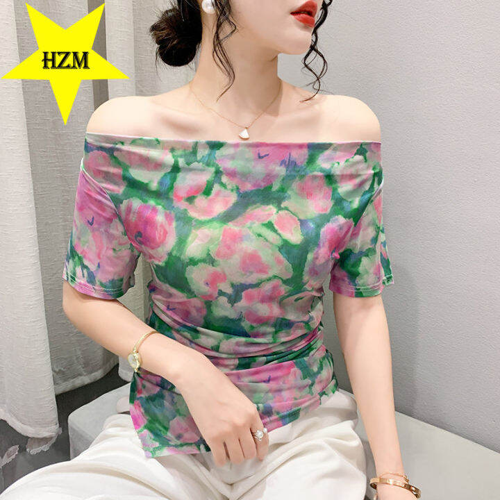 HZM เสื้อยืดแขนสั้นมี2023ตาข่ายดีไซน์แบบแหวกแนวแฟชั่นใหม่สำหรับฤดูร้อน | Lazada.co.th