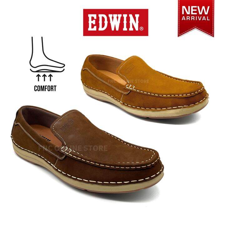 EDWIN Men’s Casual Loafers Genuine Leather Suede Slip On Shoes E30346 ...