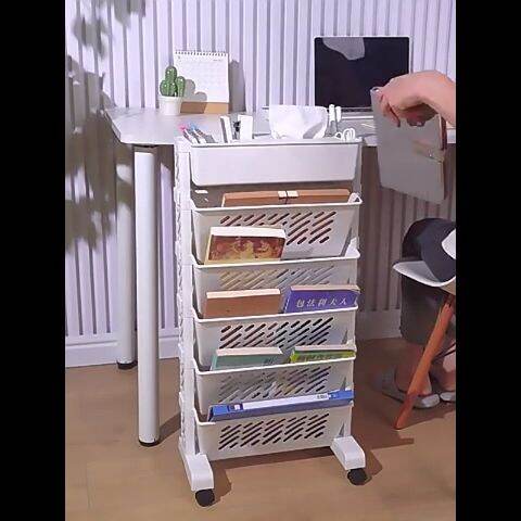 5/6 Layers Bookshelf with Wheels Desk Organizer File Document Storage ...