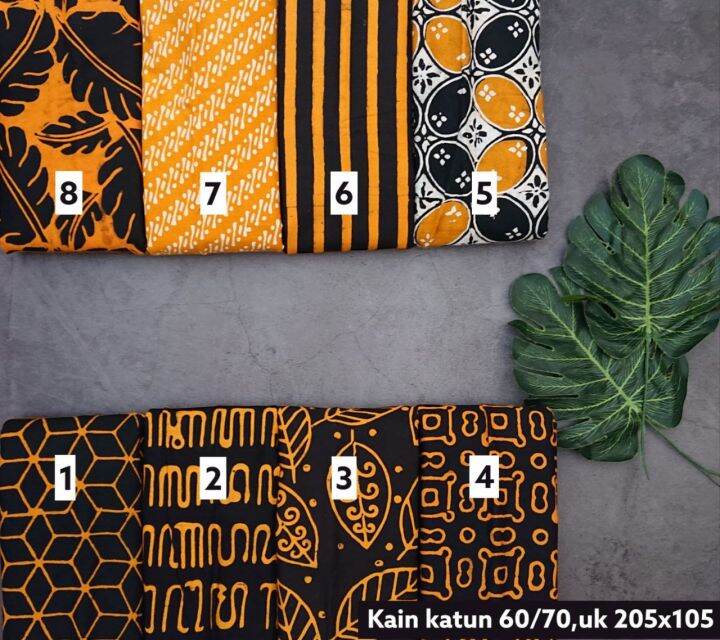 Kain batik cap hitam kuning 2 meter bahan batik cap warna kuning hitam ...