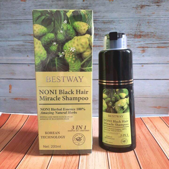 Bestway Noni Botol Magic Miracle Colour Hair Dye Shampoo 200ml - Black ...