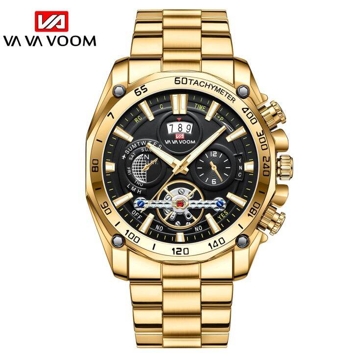 VA VA VOOM Trendy Men's Quartz Watch with NightLight Watches Calendar ...