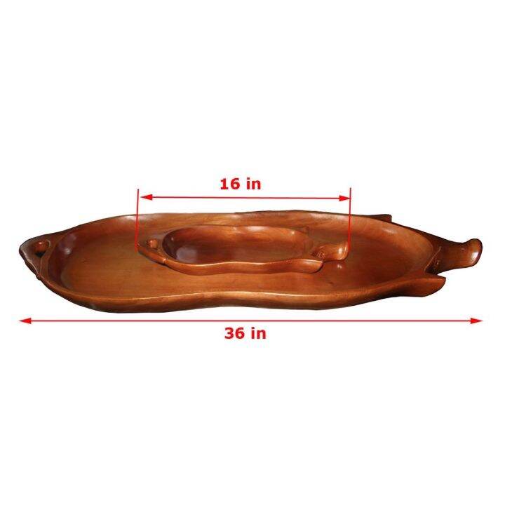 1 PC Wooden Lechon Tray 36 inches Length with 16 inches Wooden Lechon ...