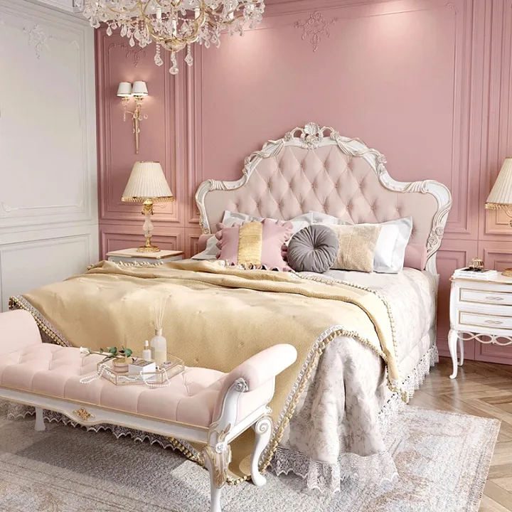 French Classical Luxury Carved Double Bed European Style Court Solid ...